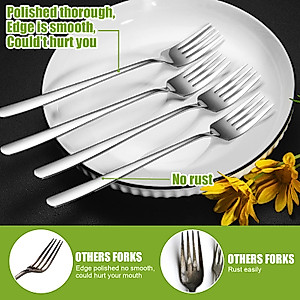 Stainless Steel Dinner Forks Set for，8-inch Modern Flatware Cutlery Forks，Food Grade Stainless Steel Flatware, Mirror-Polished & Dishwasher Safe, Use for Home Kitchen, Party or Restaurant
