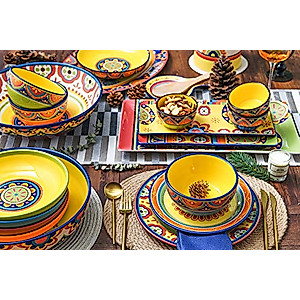 Bico Tunisian Ceramic Dinner Plates Set of 4, Microwave & Dishwasher Safe, Set of 4, 11 inch, for Pasta, Salad, Maincourse