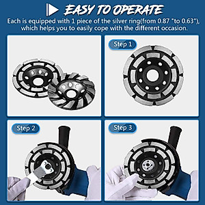 [Upgraded] 2 Pack Diamond Cup Grinding Wheel, Include 4-1/2 Inch Double Row Grinding Wheel, 4 Inch 12 Segs Heavy Duty Angle Grinder Wheels Sets for Angle Grinder Polishing (Black)