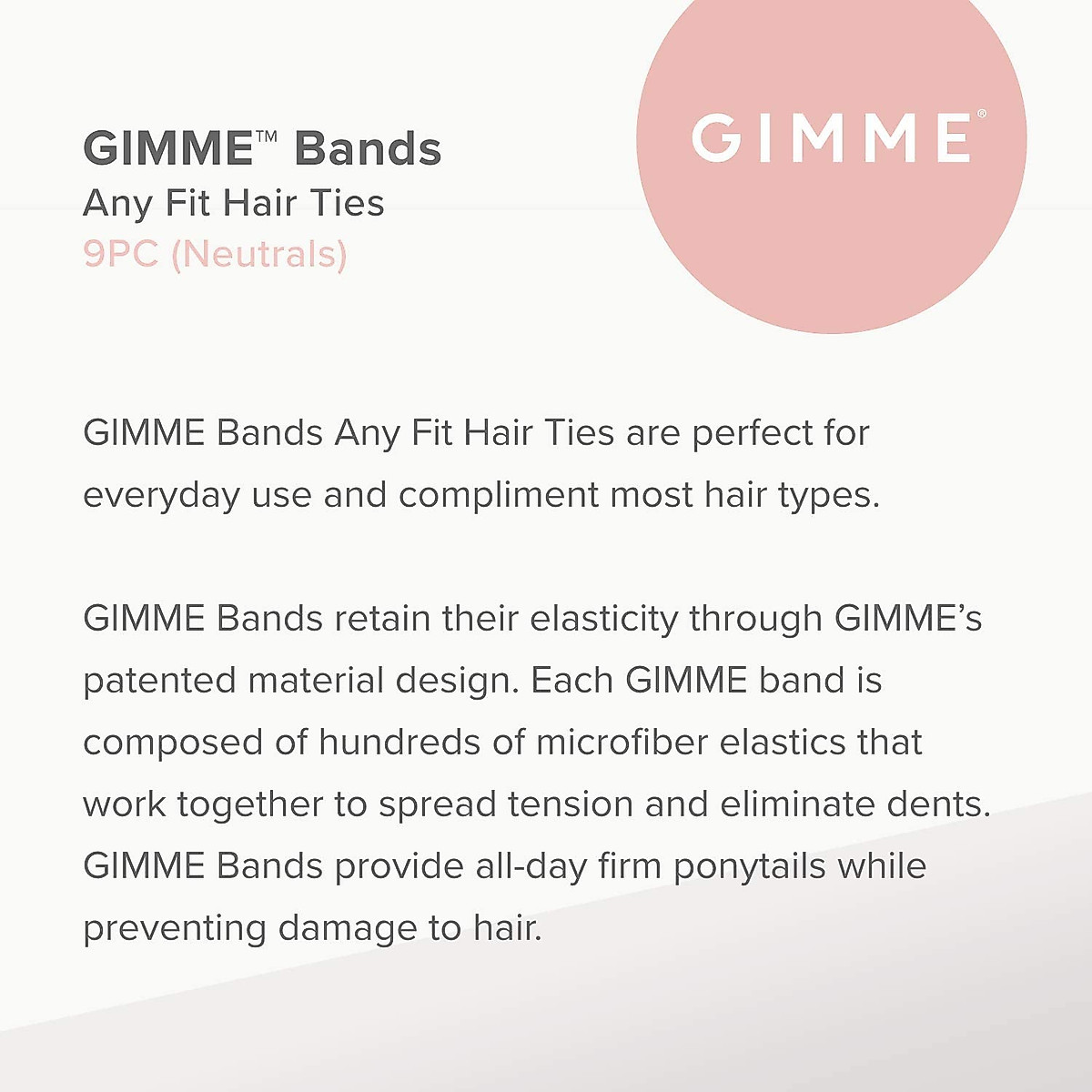 Gimme Beauty - Any Fit No Damage Hair Ties - Neutrals - Seamless Microfiber Hair Elastic - Hair Accessories With All Day Hold - No Snagging, Dents, or Breakage Hair Tie Pack (9 Count)