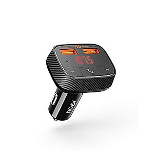 Anker Roav SmartCharge F0 Bluetooth FM Transmitter for Car, Audio Adapter and Receiver, Hands-Free Calling, MP3 Car Charger with 2 USB Ports, PowerIQ, and AUX Output (No Dedicated App)