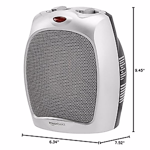 Amazon Basics 1500W Ceramic Personal Heater with Adjustable Thermostat, Silver
