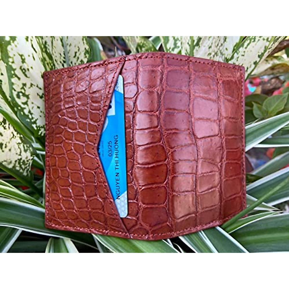 Double side Brown Crocodile Alligator leather skin Credit Cardholder, leather credit cardcase, leather creditcard cover