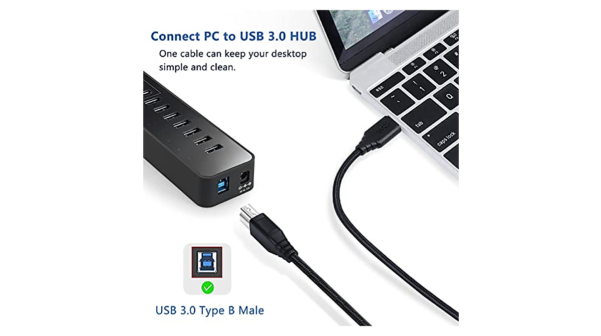 OKRAY USB 3.0 A to B Cable 2-Pack 6 Feet | SuperSpeed Data Transfer