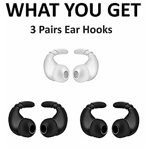 A-Focus Sports Earbuds Eartips Wingtips Anti-Slip Silicone Gel Ear Hooks for Most Earphone Inner Hole 4mm to 5mm, Compatible with Beats Studio Buds/Flex/WF-1000XM5 / WF-C700N Black White