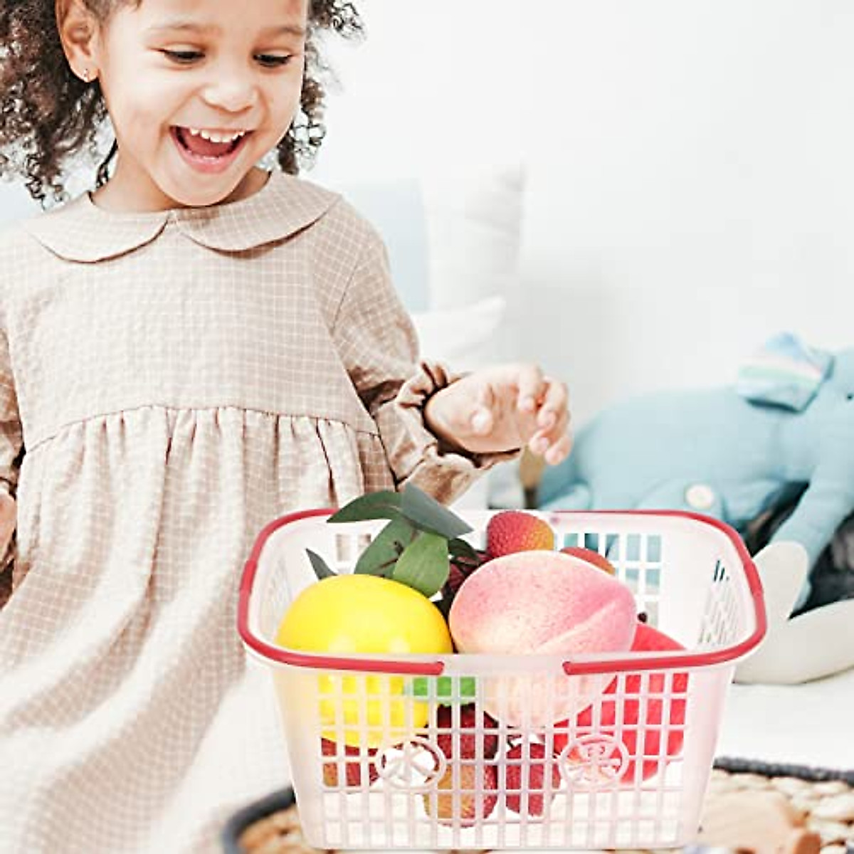 Yardwe Plastic Fruits Picking Baskets 5pcs Kitchen Plastic Baskets with Handle Mini Shopping Basket Decorative Basket Fruit Picking Basket for Vegetables Garden Gathering