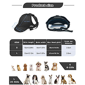 Dog Hat for Small Dogs and Medium Dogs Girl Boy Hats for Dogs Adjustable Dog Bucket Hat Puppy Sun Hat Spring Summer Pet Baseball Cap Doggy Visor (Black, Large(15lbs+))