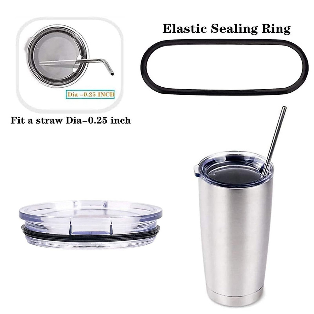 20 oz Tumbler Lids Replacement Spill-proof Splash Resistant Lid Cup Tumbler Lids Covers for YETI Rambler,Old Style Rtic and More Travel Mugs 4 Pack