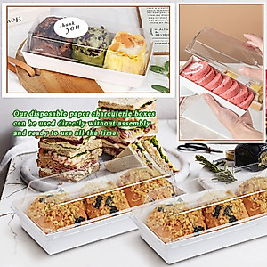 Cmkura 50 Pack White 4.7" Rectangular Disposable Paper Charcuterie Boxes Food Containers Bakery Boxes for Cake, Cookies, Sandwich (Small Size)