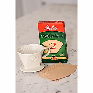 Simply Charmed Pour Over Coffee Dripper - Single Cup Ceramic Coffee Maker with 40 Count Melitta Filters