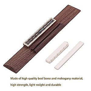 Yibuy Classical Guitar Bridge Rosewood Bone Saddle Nut Replacement w/Abalone Shell