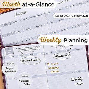 Christian Art Gifts 2024 18 Month Women's Vegan Leather Personal Planner Organizer w/Zipper Closure: Be Still & Know Inspirational Bible Verse, Daily, Weekly, Monthly Planning, Maroon Floral, Large