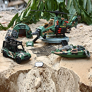 JOYIN 10-in-1 Jumbo Military Combat Helicopter Toy Set with Military Vehicle Toys and Military Action Figures, Realistic Lights and Sounds, for Combat Toys Imaginative Play