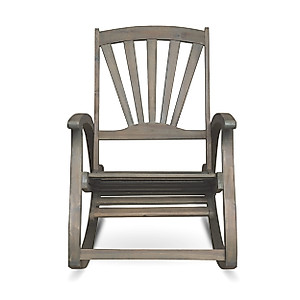Christopher Knight Home Sunview Outdoor Acacia Wood Recliner Rocking Chairs (Set of 2), 24.75 "W x 41.75 "D x 38 "H, Gray