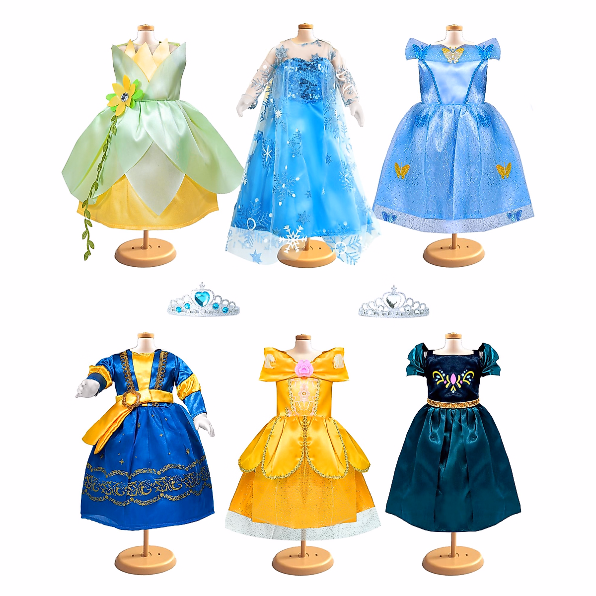 18 inch Doll Clothes Accessories, 6PCS Princess Costume Set with Crown Fits for 18 inch Girl Dolls, Gift for Girl Christmas Birthday Party