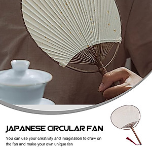 ULTNICE Round Fan Japandi Decor Silk Fans Hand Held Fan Chinese Hand Fan Blank Drawing Fan Double- Sided Paddle Fan Creative Circular Fan Simple Fan Japanese Retro Fan Rice Paper Miss Asia