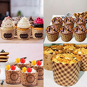 WOENOER Baking Cups, 200 PCS Paper Cupcake Liners Muffin Liner, Brown Cup Cake Baking Holder Kraft Paper Cup Heavy Duty Greaseproof Wrappers Supplies for Fall Bakery Wedding Christmas Cup (Small)