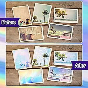 72 Sheets Holographic Sticker Paper with Gem Star A4 Size Printable Holographic Laminate Sheets Vinyl Star Sticker Paper Self Adhesive Waterproof for Ink Jet Laser Printer, 8.27" x 11.7"