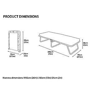 Jay-Be Saver Folding Cot Bed with Rebound e-Fibre Mattress, Lightweight, Regular (101702), Black/White