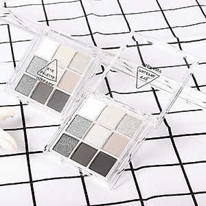 KARNAR Black Smokey Gray Silver Glitter Shimmer Eye Makeup Palette, 9 Colors Cool Toned Matte, Make Up Black Radiance Eyeshadow Palette, Profesional Sombras De Ojos
