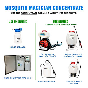 Mosquito Magician 1 Gallon Liquid Concentrate with a 2 Gallon Pump Up Sprayer - User-Friendly - Ideal for Yards, Lawns, Patios - Kills Mosquitoes, Fleas, Fire Ants - Includes 6 Natural Essential Oils