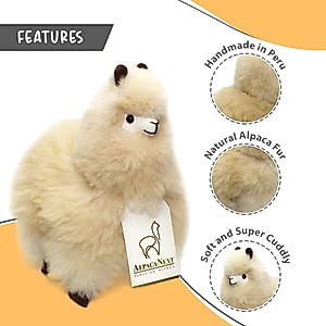 AlpacaNext Llama Stuffed Animal – 9 inch. Cute, Soft and Cuddly Alpaca Plush Toy Handcrafted on Real Alpaka Natural Fur (9 inches, Beige)