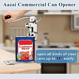 Aazai Commercial Can Opener Heavy Duty, Manual Table Can Opener Compatible with Edlund 11100, Industrial Can Opener for #10 Cans with Stainless Steel Blade and Plated Steel Base,for can Up to 11”Tall