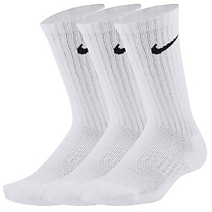 NIKE Boys' Performance Cushion Crew Socks with Band (6 Pair), White/Black, One Size