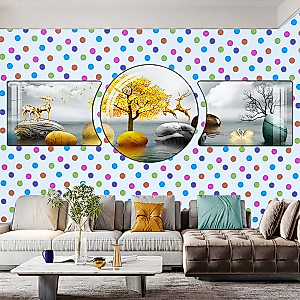 17.7" x 78.7" Colorful Dot Contact Paper Self Adhesive Shelf Liner Sticker Peel and Stick Polka Dot Wallpaper Self Adhesive Vinyl Contact Paper for Wall Bed Room Furniture Kitchen Cabinet Countertop