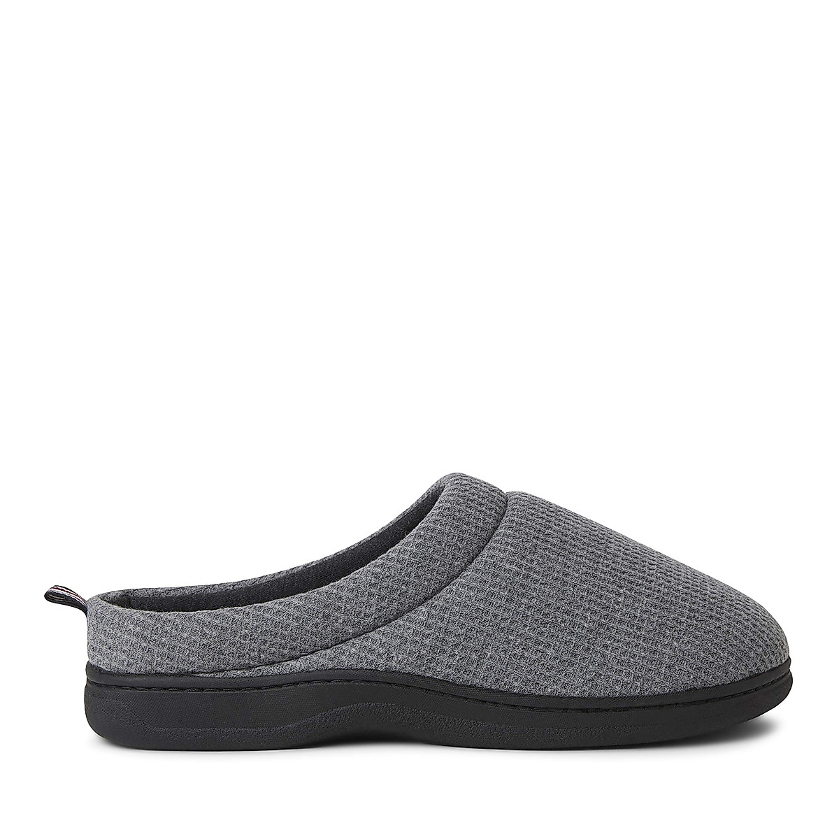 Dearfoams Men's Nathan Waffle Knit Clog Slipper, Dark Heather Grey, Large