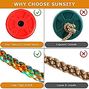 Bobibibo Swing Set 2 Pack Swings Seats Tree Climbing Rope Swing Multicolor with Platforms, Outdoor Toys for Kids Ages 3+, Outside Playground Backyard Swingset Accessories with 5Ft Strap and Snap Hook