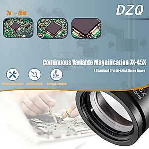 DZQ Micro Inlaid Mirror 7X-45X Multi-Directional Microscope Set Working Distance 3.7-11.8 inch Micro-Setting Microscope Spring Bracket with Ring Light(Upgraded Version)