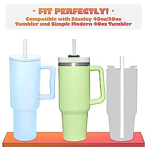 9Pcs for Stanley Cup Accessories,Replacement Straws for Stanley 40 oz 30 oz Cup Tumbler&Simple Modern Trek Tumbler 40 oz,Plastic Clear Reusable Straw with Cleaning Brush&Straw Covers