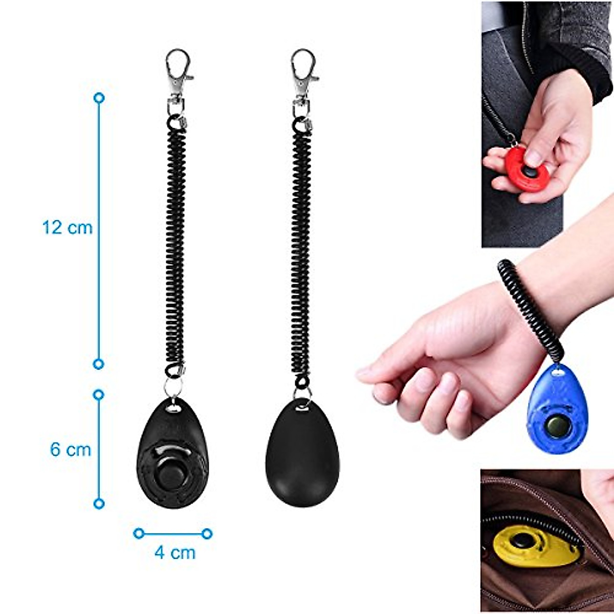 Diyife Dog Clicker, [4 PCS, Multi-Color] Training Clicker with Wrist Strap for Dog Cat Horse,