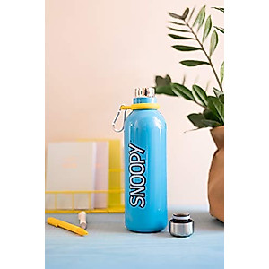 Grupo Erik Snoopy Metal Hot&Cold Bottle 500ml - 17 oz | Snoopy Gifts | Hot And Cold Water Bottle | 500ml Water Bottle | Water Bottle Metal | Cute Water Bottle