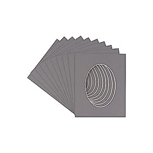 16x20 Mat Bevel Cut for 13x19 Photos - Precut Charcoal Oval Shaped Photo Mat Board Opening - Acid Free Matte to Protect Your Pictures - Bevel Cut for Family Photos, Pack of 25 Matboards Show Kits With