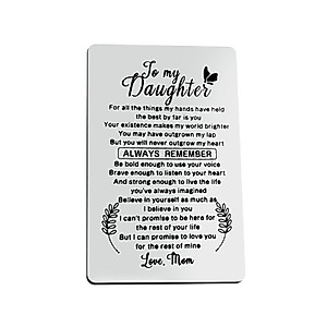 Xiahuyu Daughter Birthday Gifts from Mom Engraved Wallet Card for Daughter Graduation Gifts Christmas Birthday Gifts for Daughter Mothers Day Wedding Gifts Daughter Gifts from Mom