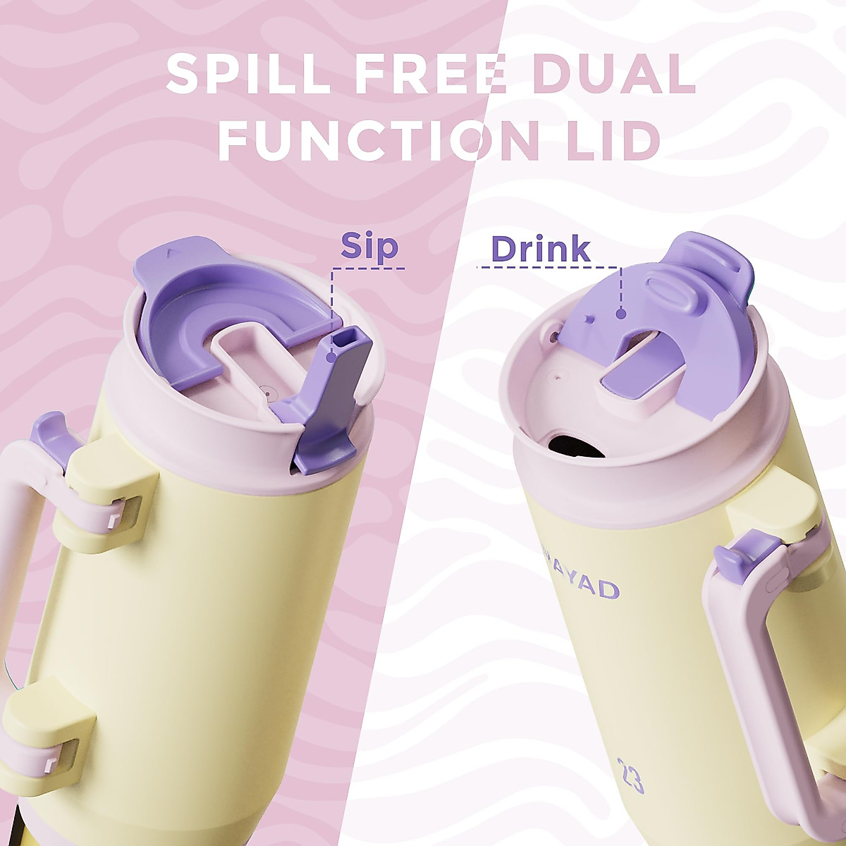 NAYAD22 oz Kids Tumbler with Handle and Straw & 10oz Snack Container - Insulated Kids Water Bottle with Foldable Handle, Dual Lids(Leakproof Flip +Silicone Straw Lid) for Travel, Gym& Daily Use