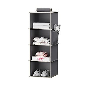 YOUDENOVA Hanging Closet Organizers and Storage, 4-Shelf Closet Hanging Storage Shelves for Closet, Grey