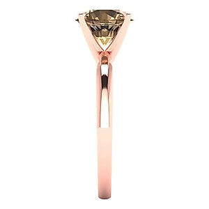 Clara Pucci 1.9ct Round Cut Solitaire Brown Champagne Diamond Bridal Designer Wedding art deco Anniversary Ring in 14k Rose Gold