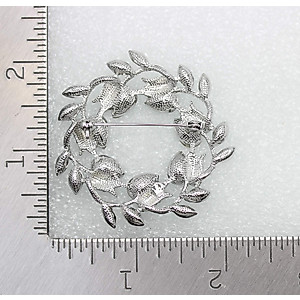 Faship Gorgeous Green Rhinestone Crystal Floral Wreath Brooch Pin