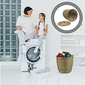 Luxshiny Wicker Waste Basket with Lid Bamboo Woven Trash Can Garbage Container Bins Flower Basket for Bathroom Kitchen Home Office