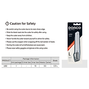 DORCO Professional L602 18mm Snap-Off Cutter Knife + Precision 18mm (11 Blades) - Premium Quality Die-Cast Body with Auto-Lock & Safety Block System