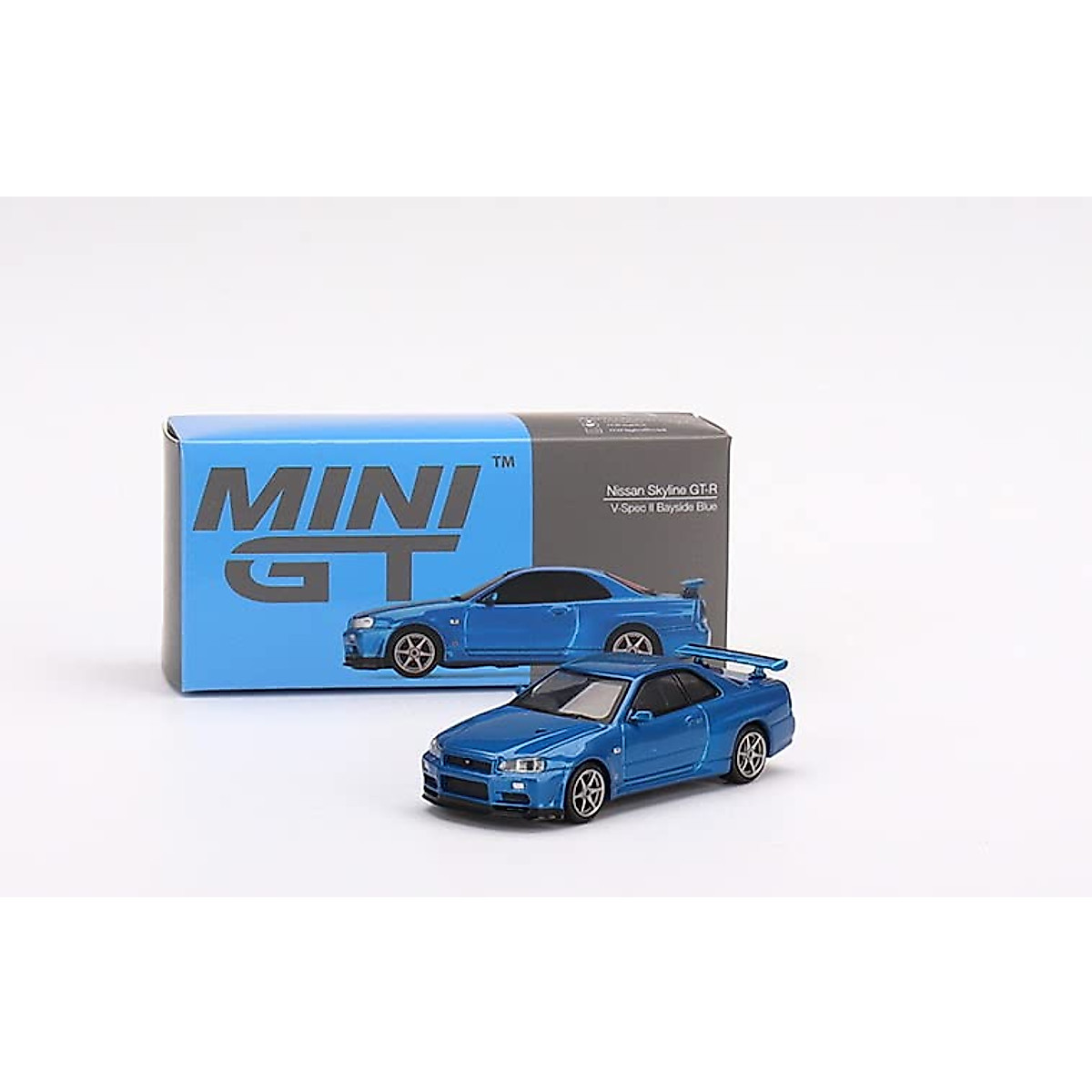 True Scale Miniatures Model Car Compatible with Nissan Skyline GT-R (R34) V-Spec II Bayside Blue Limited Edition 1/64 Diecast Model Car MGT00341