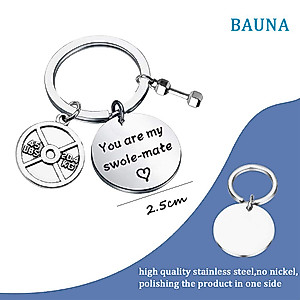 BAUNA Fitness Workout Keychain Jewelry You Are My Dumbbell Exercises Weightlifting Sports Fitness Gifts For Friends Couple (Fitness Workout Keychain)