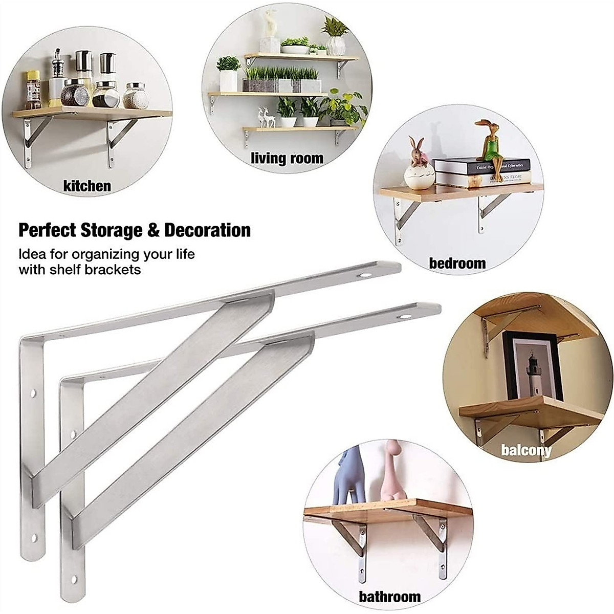 HAENJA Stainless Steel Triangle Bracket Wall Mount Shelf Separator Support Layer Support Bracket Bracket Fixing(6 Pcs) Storage