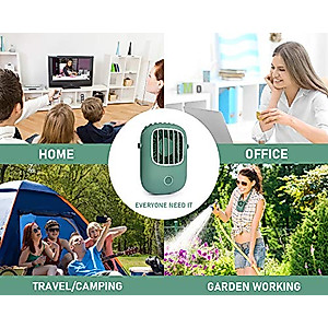 YVMVDV USB Mini Portable Fan, Rechargeble Portable Handheld Personal Fan,Rechargeable Necklace Fan with Adjustable Lanyard 3 Speed Wearable Mini USB Personal Fan for Eyelash Women Kids,Men(Green)