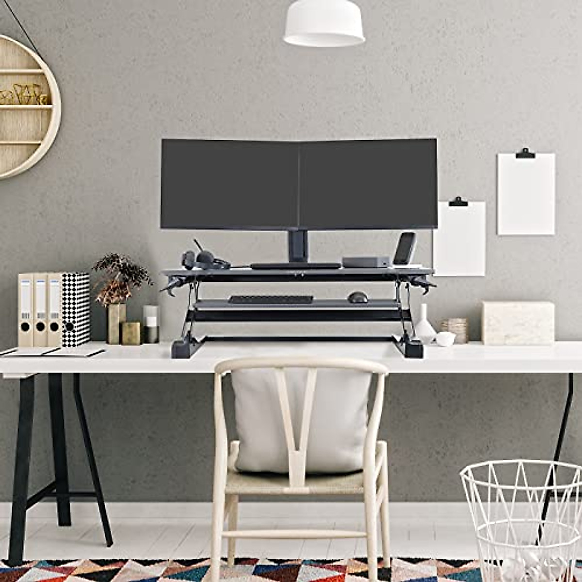 Ergotron – WorkFit-TL Standing Desk Converter, Dual Monitor Sit Stand Desk Riser for Tabletops – 37.5 Inch Width, Black