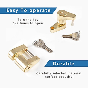 Fogfar 1 PC Auto Trailer Lock, 1/4In in Diameter, Hook Connector Small Trailer Lock for Tow Boat RV Truck Car's Coupler 3/4 in Span (Gold)
