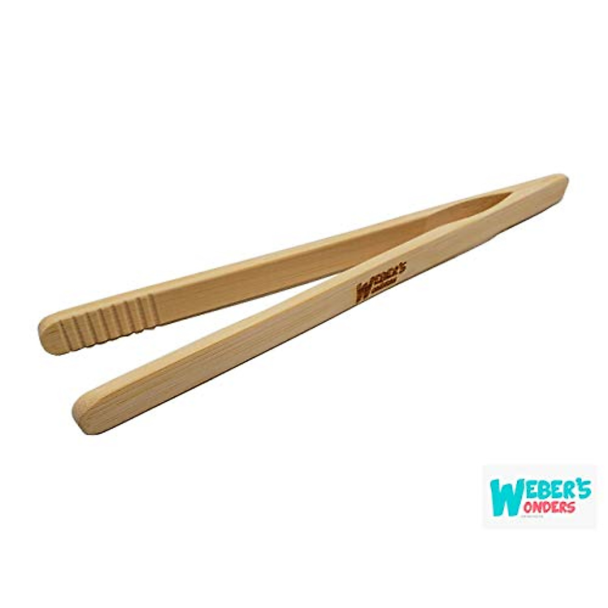 Weber's Wonders Set Of 2 Reusable Bamboo Toast Tongs - Wooden Toaster Tongs For Cooking & Holding - 8 Inch Long - Ideal Kitchen Utensil For Cheese Bacon Muffin Fruits Bread - Ultra Grip - Eco-friendly
